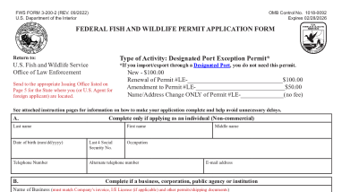 Wildlife Trade - Designated Port Exception Permit Form 3-200-2 | FWS.gov
